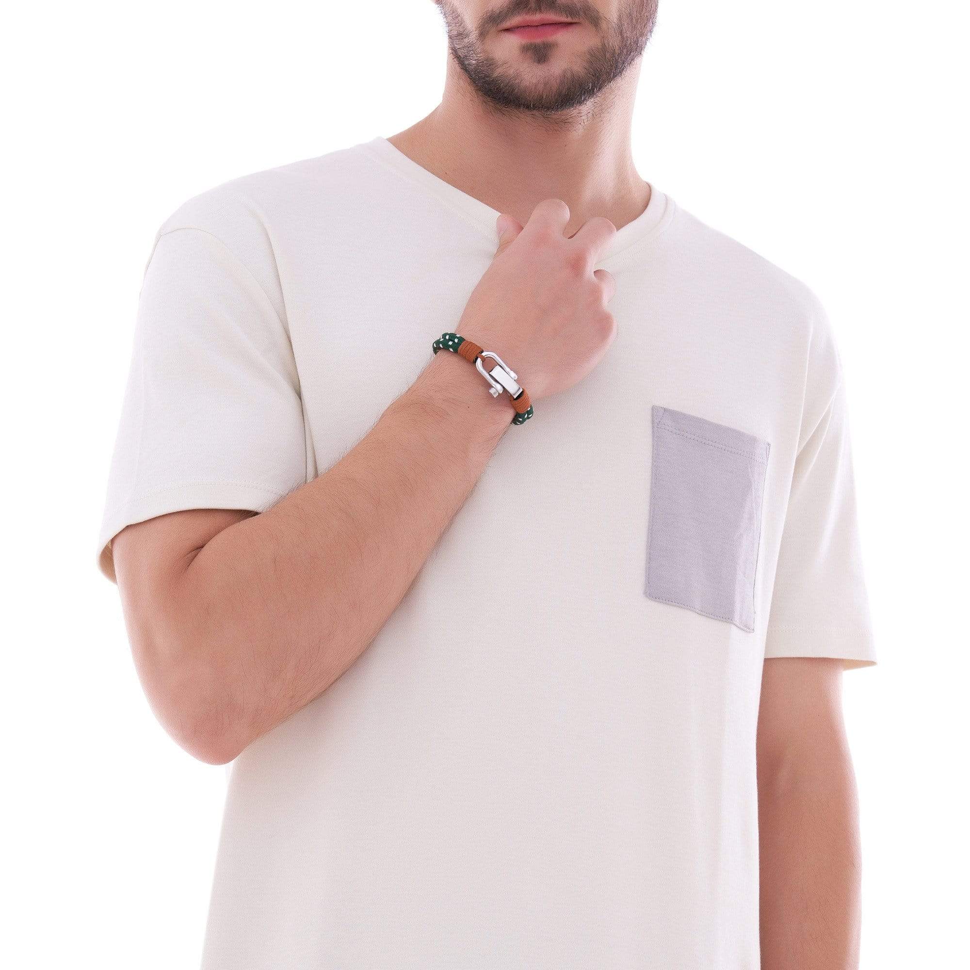 Binate Green Dotted Bracelet – Nylon Rope & Steel Shackle | Caligio ...